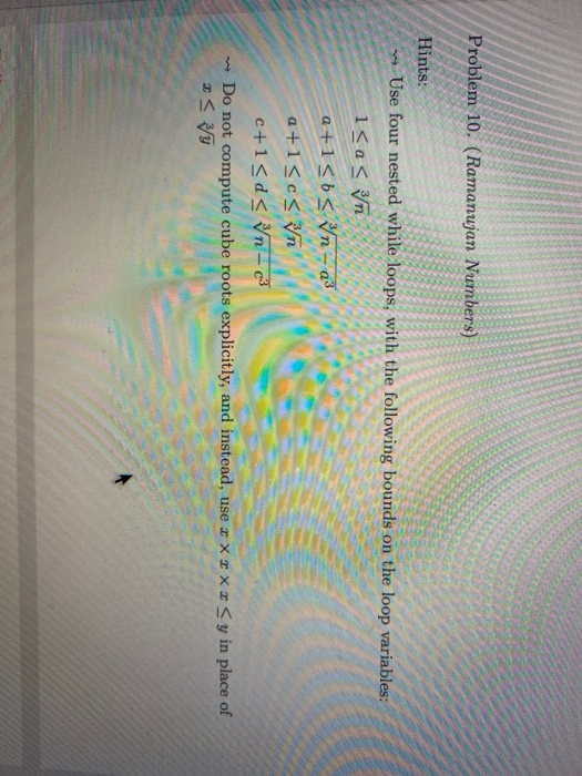 Solved Problem 10. (Ramanujan Numbers) Srinivasa Ramanujan | Chegg.com