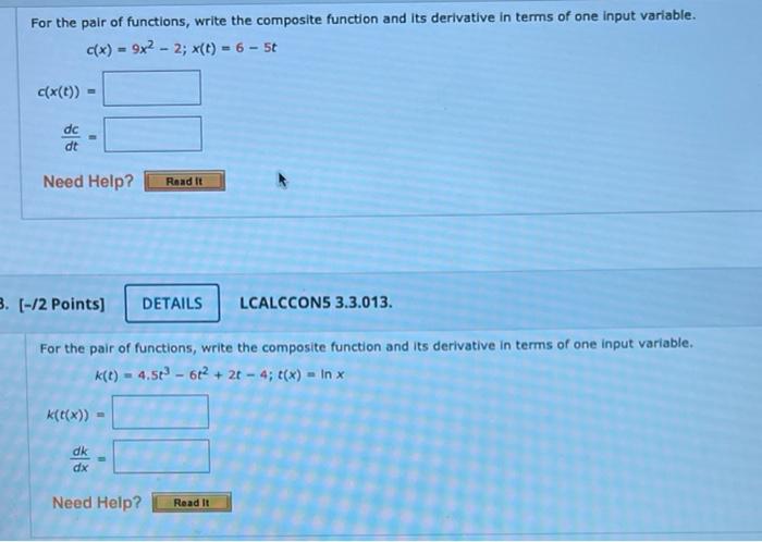 Solved For the pair of functions, write the composite | Chegg.com