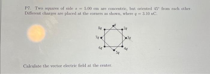 Solved P7. Two squares of side s=5.00 cm are concentric, but | Chegg.com