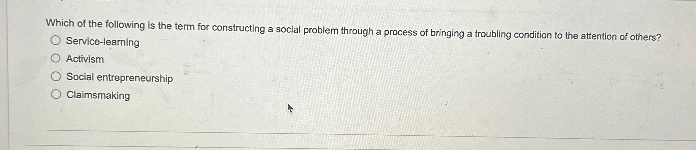 Solved Which of the following is the term for constructing a | Chegg.com
