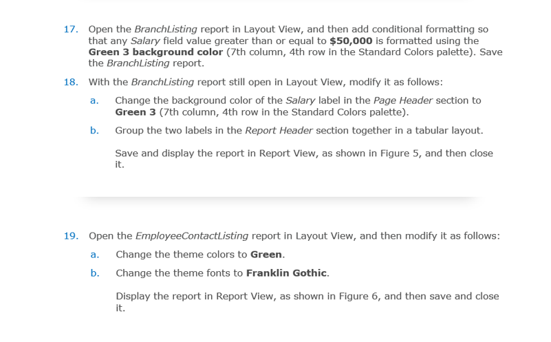 Solved Open the BranchListing report in Layout View, and | Chegg.com