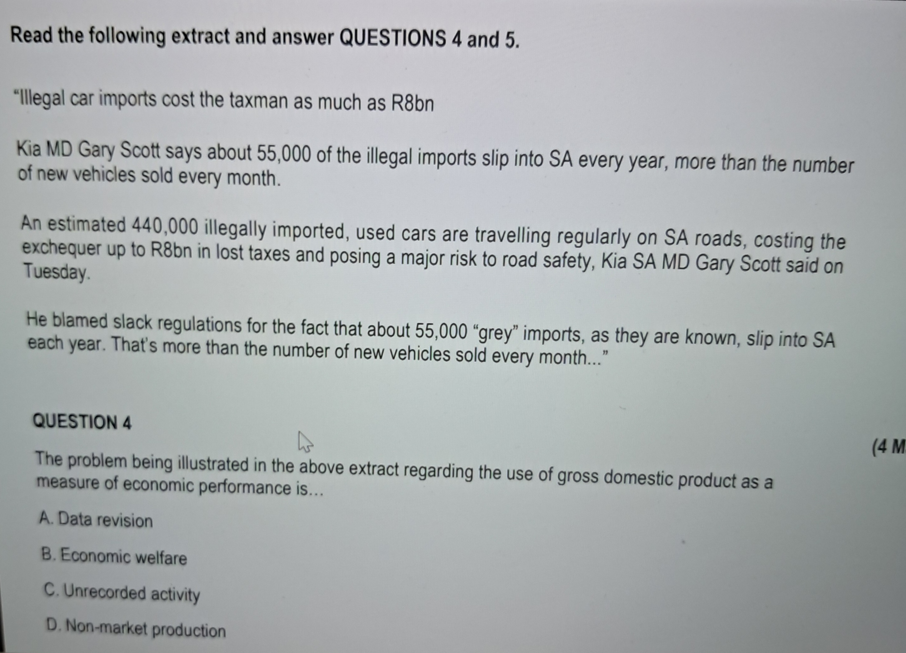 Solved Read the following extract and answer QUESTIONS 4 | Chegg.com