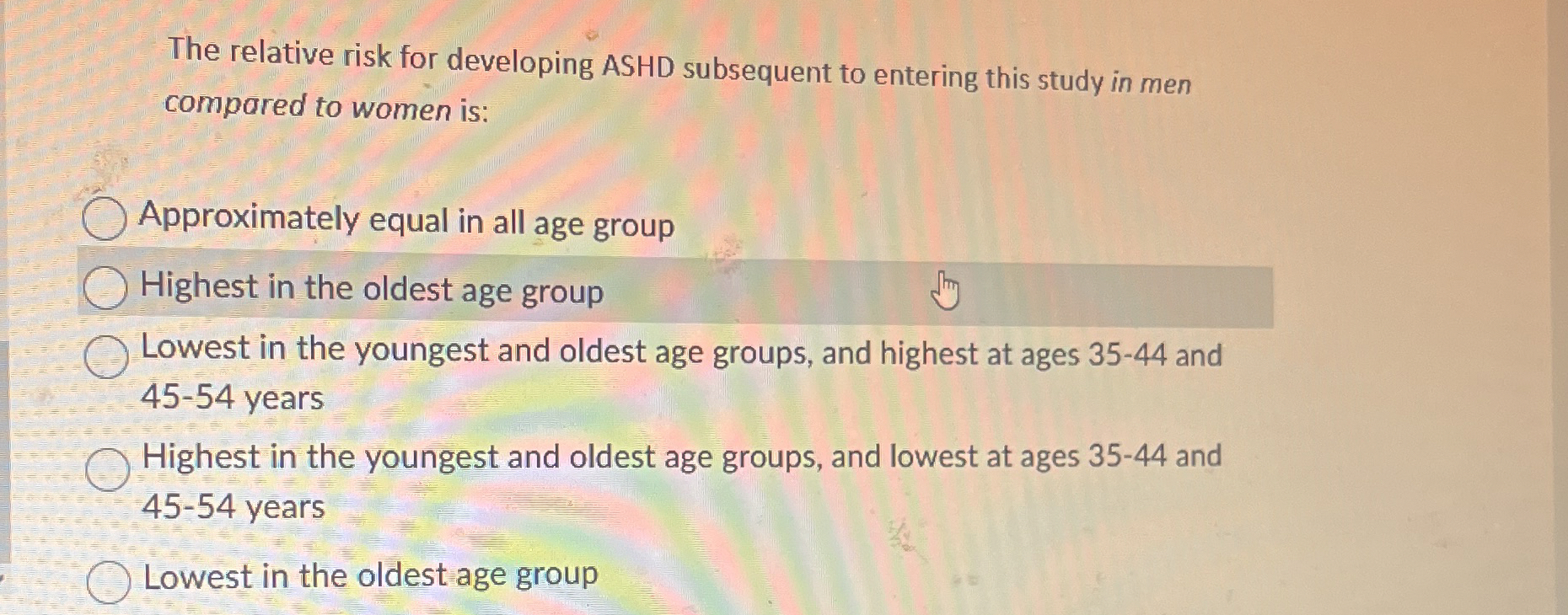 Solved The relative risk for developing ASHD subsequent to | Chegg.com