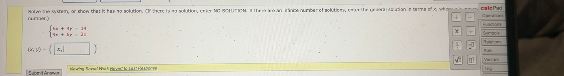 Solved Solve the system, or show that it has no solution. | Chegg.com
