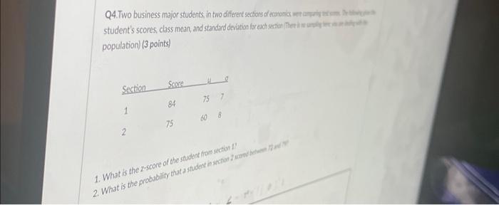 Solved population) (3 points) 1. What is the 2 -score of the | Chegg.com