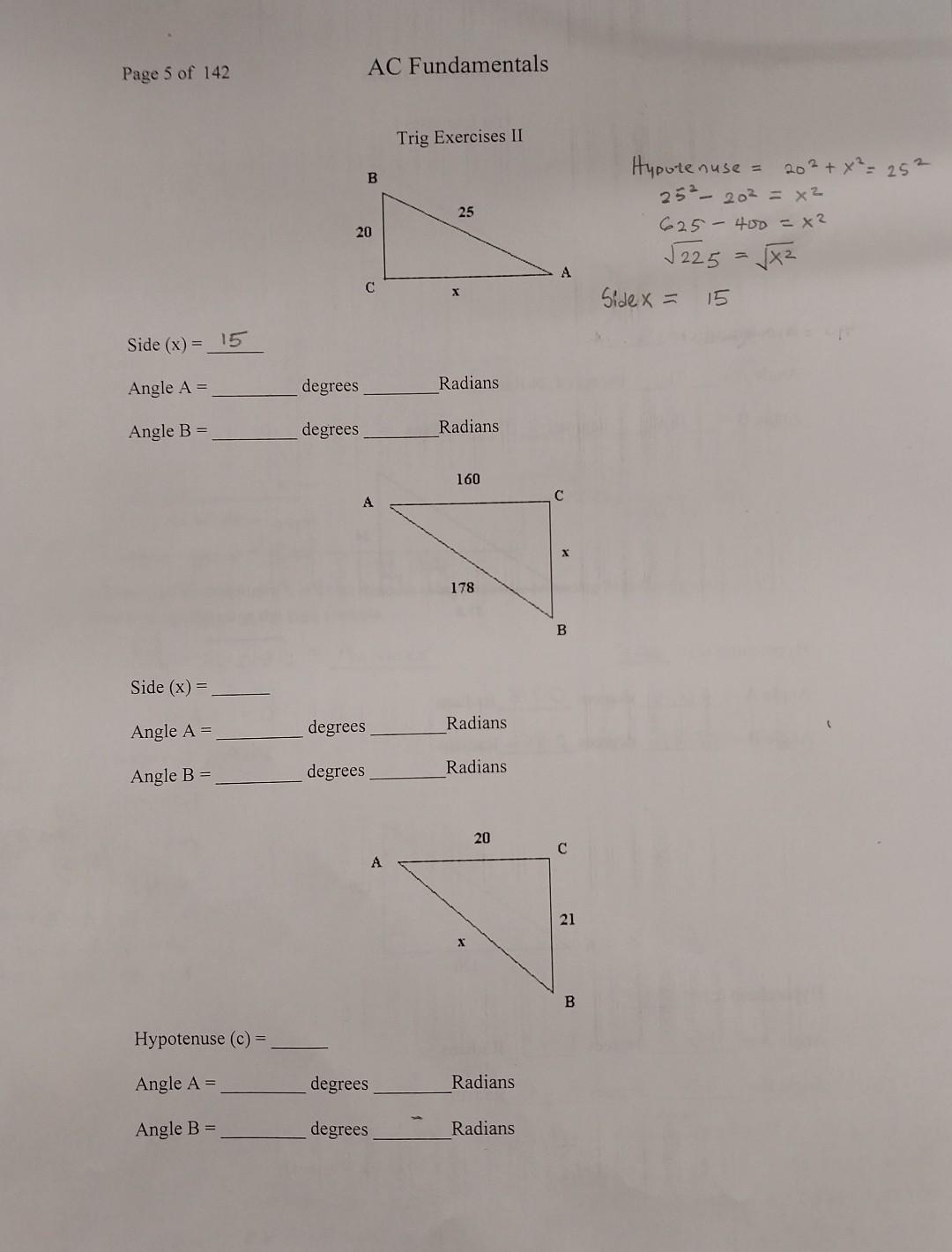 Solved Page 5 of 142 AC Fundamentals Trig Exercises II | Chegg.com