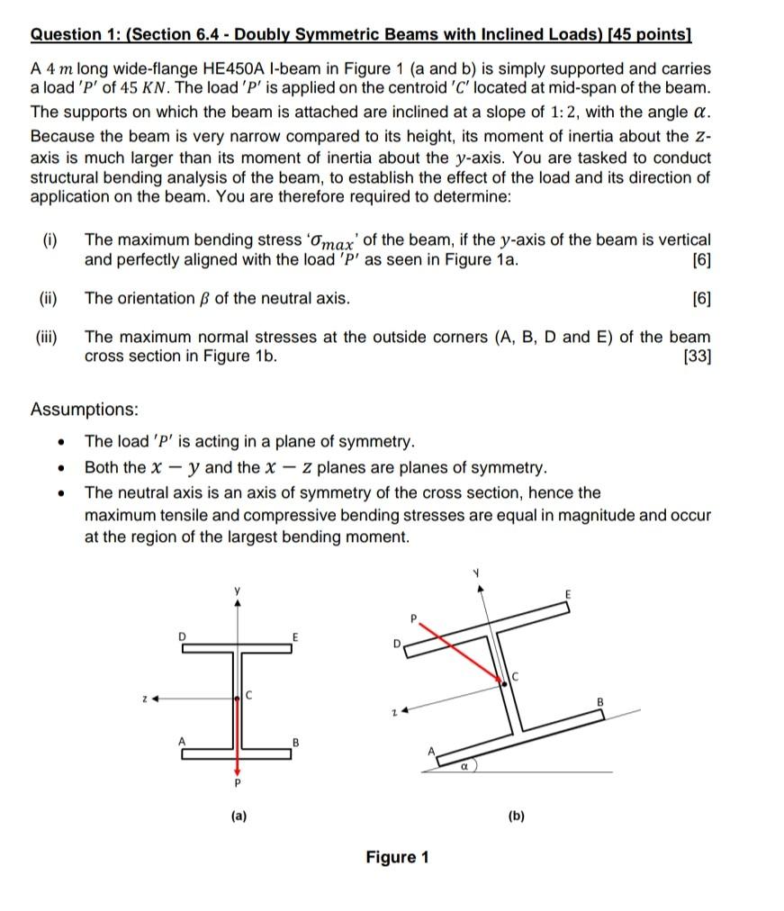 Solved Question 1: (Section 6.4 - Doubly Symmetric Beams | Chegg.com
