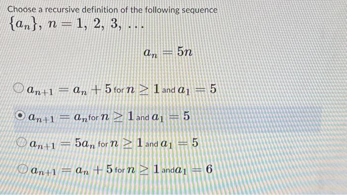 Solved Choose a recursive definition of the following | Chegg.com