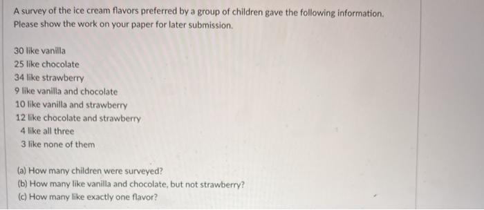 Solved A survey of the ice cream flavors preferred by a | Chegg.com
