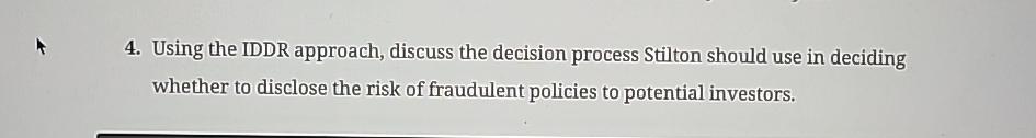 Solved Using the IDDR approach, discuss the decision process | Chegg.com