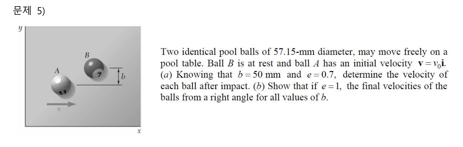 Solved 문제 5)Two identical pool balls of 57.15-mm ﻿diameter, | Chegg.com