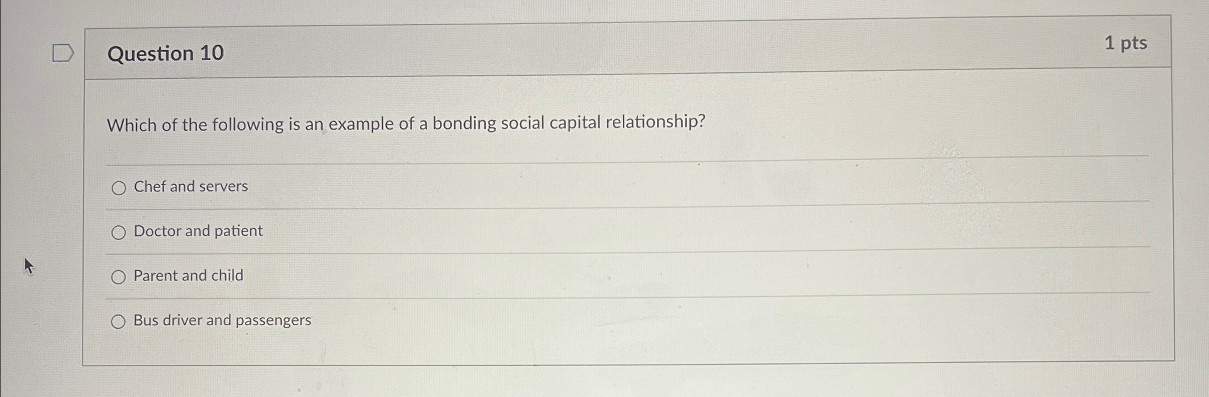 Solved Question 101ptsWhich of the following is an example | Chegg.com