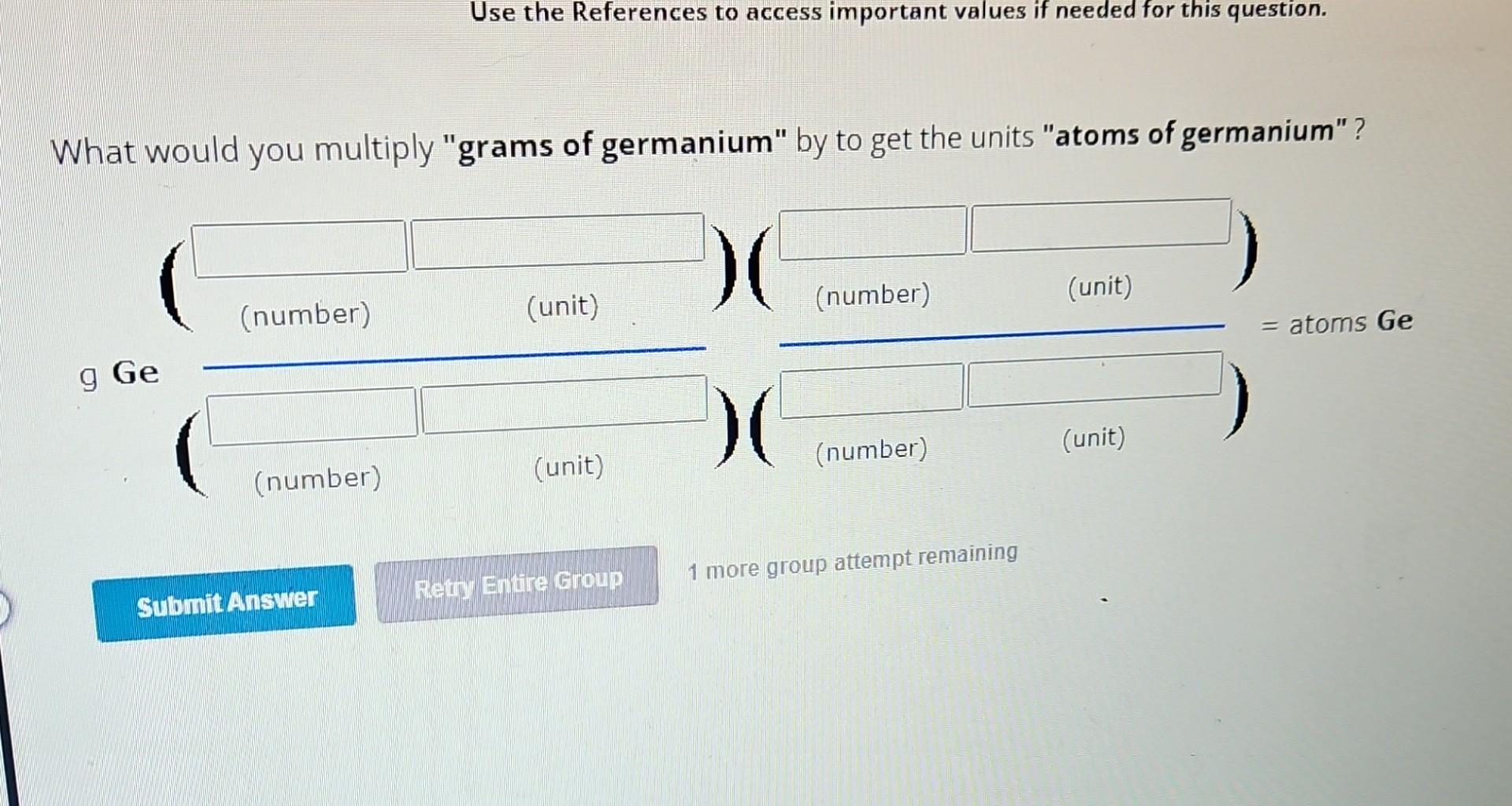Solved What would you multiply "grams of germanium" by to | Chegg.com
