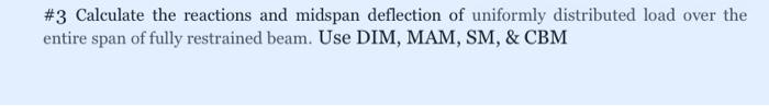 Solved 3 Calculate The Reactions And Midspan Deflection Of