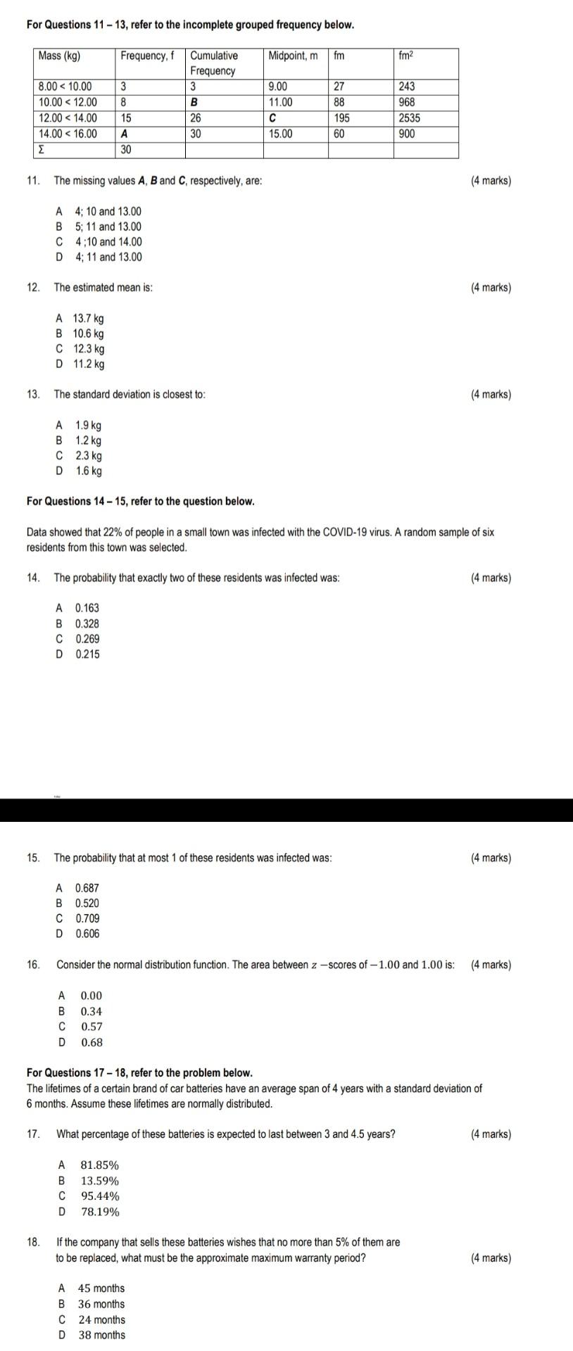 Solved Choose the most appropriate answer. Write down | Chegg.com