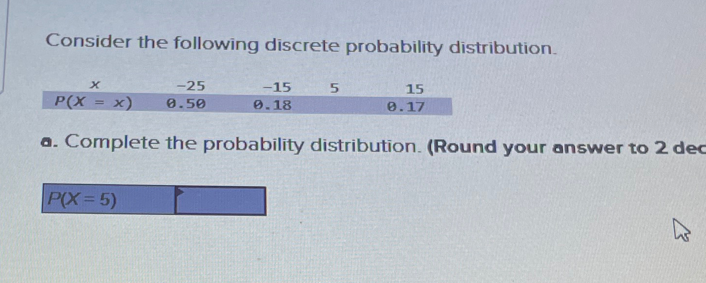 Solved Consider the following discrete probability | Chegg.com