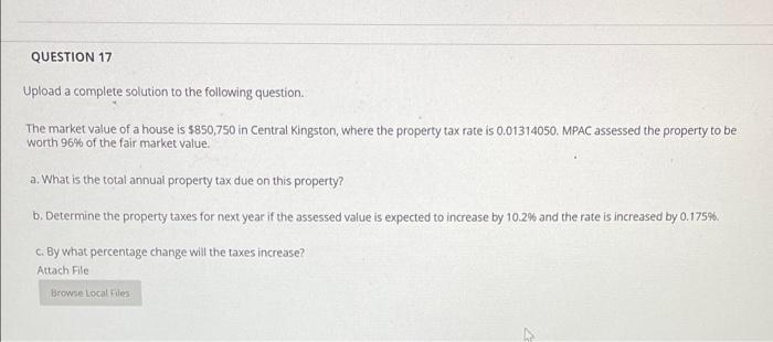 Solved QUESTION 17 Upload a complete solution to the | Chegg.com