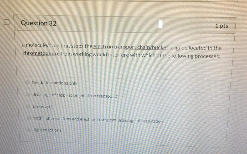 Solved Question 32 1 pts a molecule/drug that stops the | Chegg.com