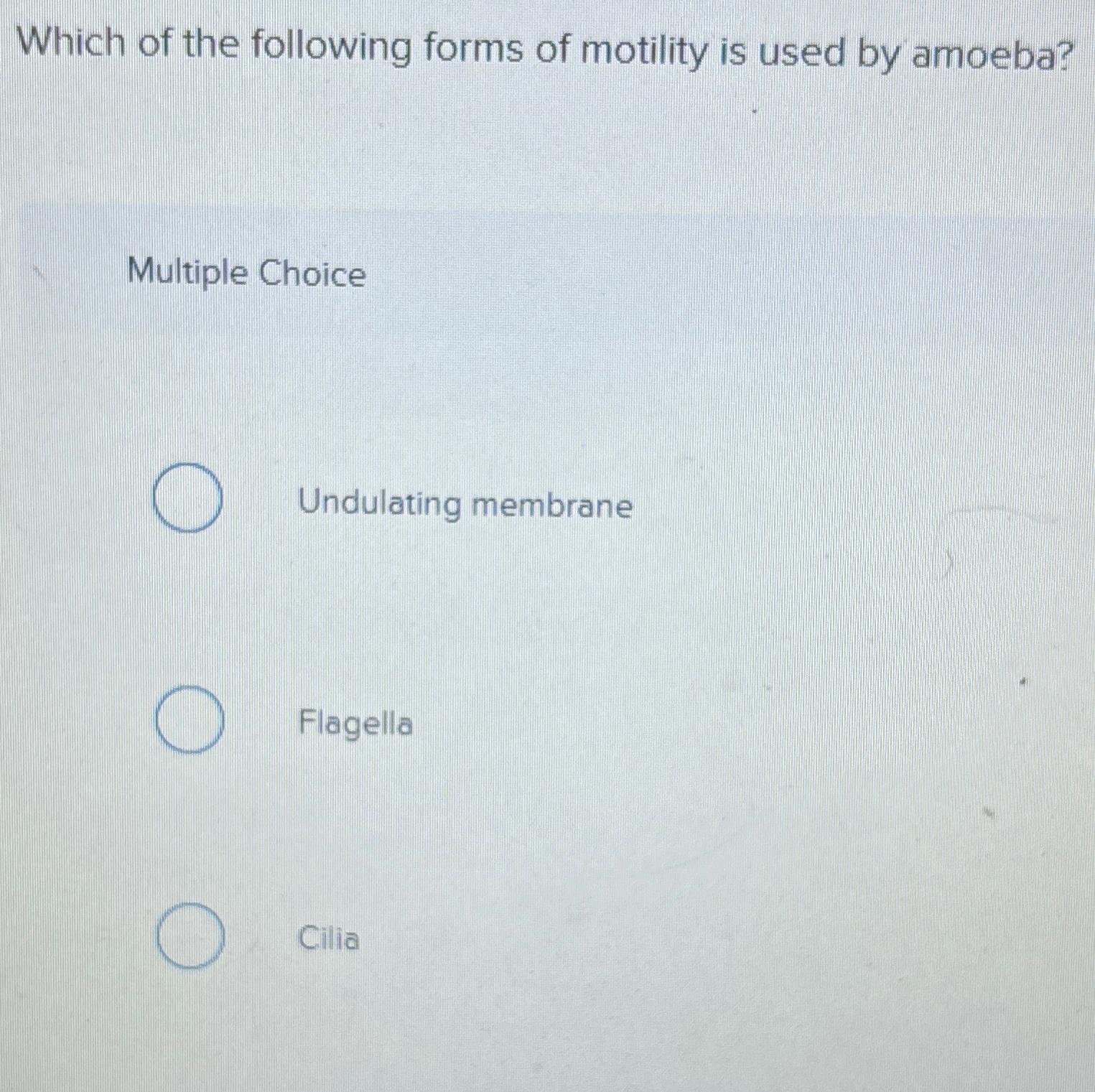 Solved Which of the following forms of motility is used by | Chegg.com