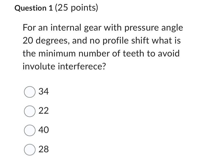 Solved For an internal gear with pressure angle 20 degrees, | Chegg.com