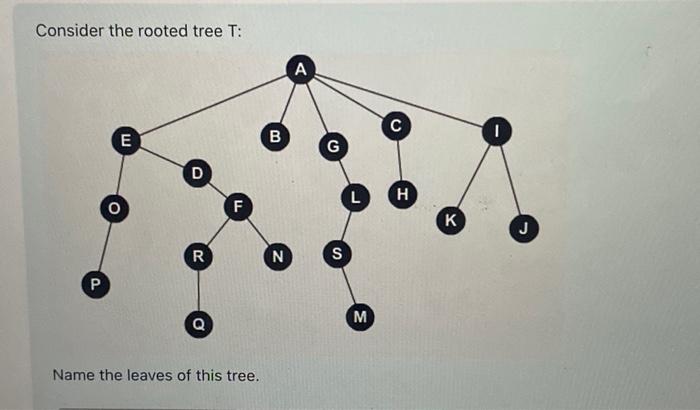 Solved Consider the rooted tree T : Name the decedents of | Chegg.com
