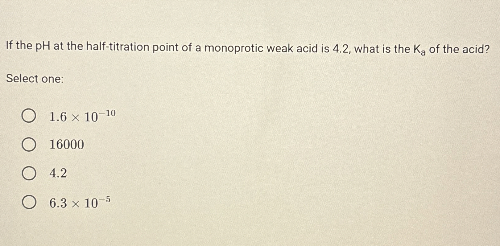Solved If the pH at the half-titration point of a monoprotic | Chegg.com