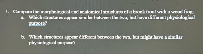 Solved 1. Compare the morphological and anatomical | Chegg.com