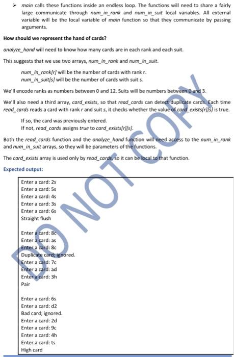 Solved Definition : The program classifies a poker hand. | Chegg.com