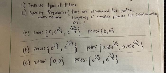 Solved 1.) Indicate type of filter 2) Specify frequencies | Chegg.com