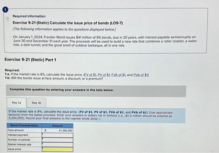 Solved Required information Exercise 9-21 (Static) Calculate | Chegg.com
