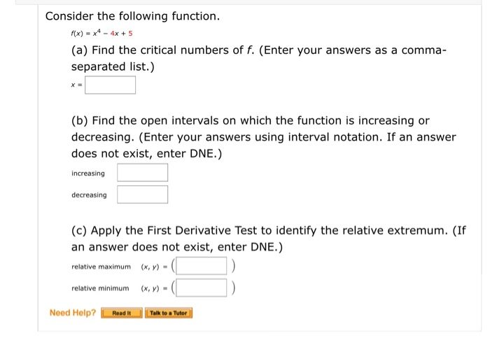 Solved Consider the following function. f(x) = x - 4x + 5 | Chegg.com