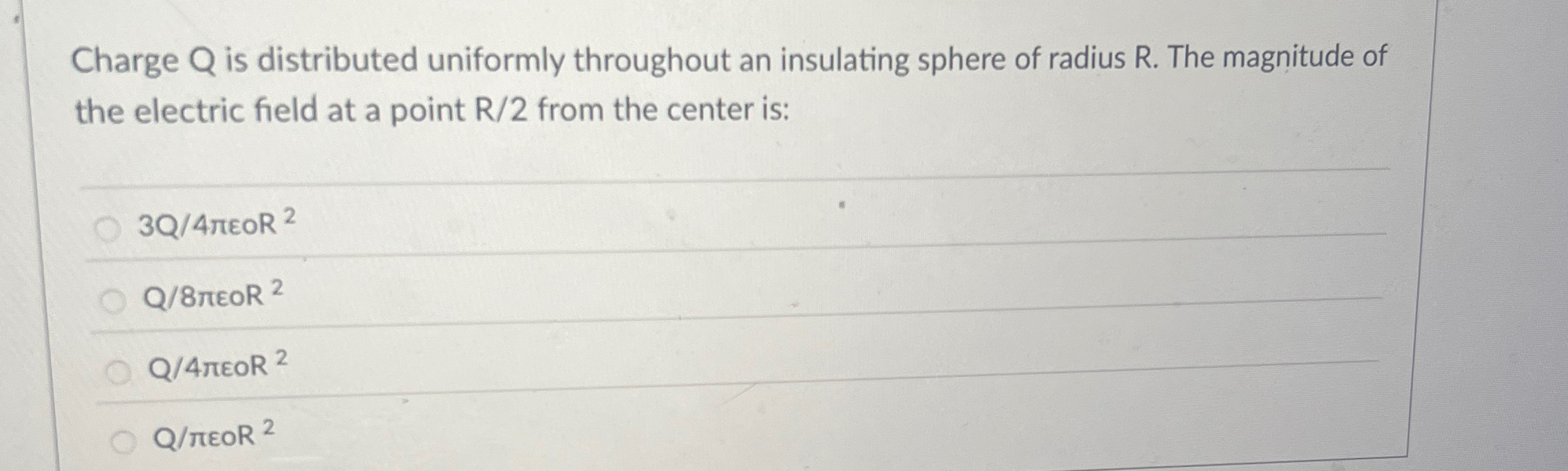 Solved Charge Q ﻿is distributed uniformly throughout an | Chegg.com