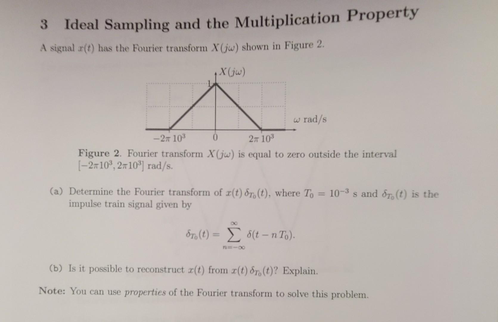 Solved 3 Ideal Sampling and the Multiplication Property A | Chegg.com