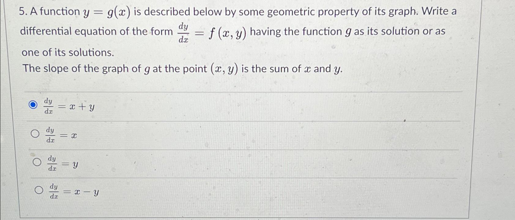 Solved A function y=g(x) ﻿is described below by some | Chegg.com