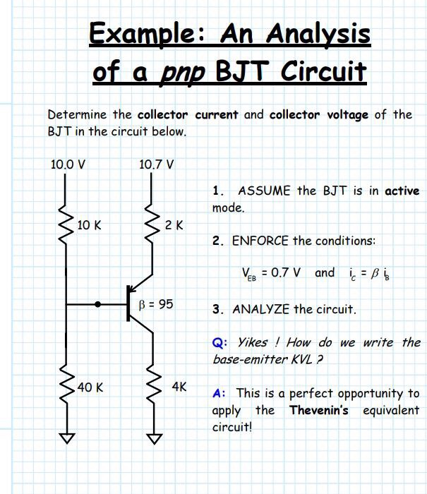 Solved Example: An Analysis of a pnp BJT Circuit Determine | Chegg.com