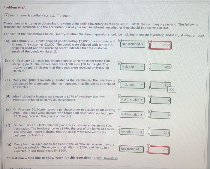 Solved Problem 6-1A Your answer is partially correct. Try | Chegg.com