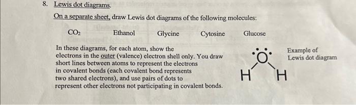 Solved 8. Lewis dot diagrams. On a separate sheet, draw | Chegg.com