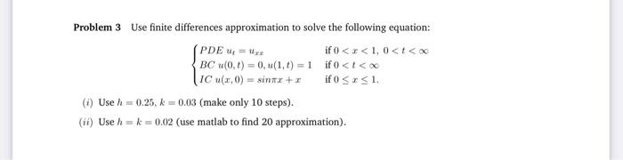 Solved Problem 3 Use finite differences approximation to | Chegg.com
