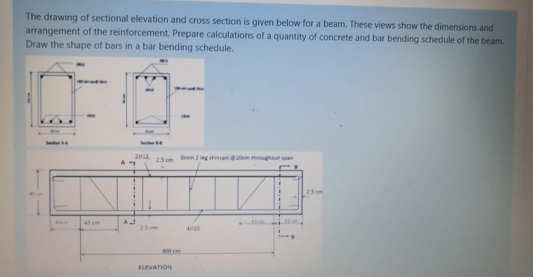 Solved The drawing of sectional elevation and cross section | Chegg.com