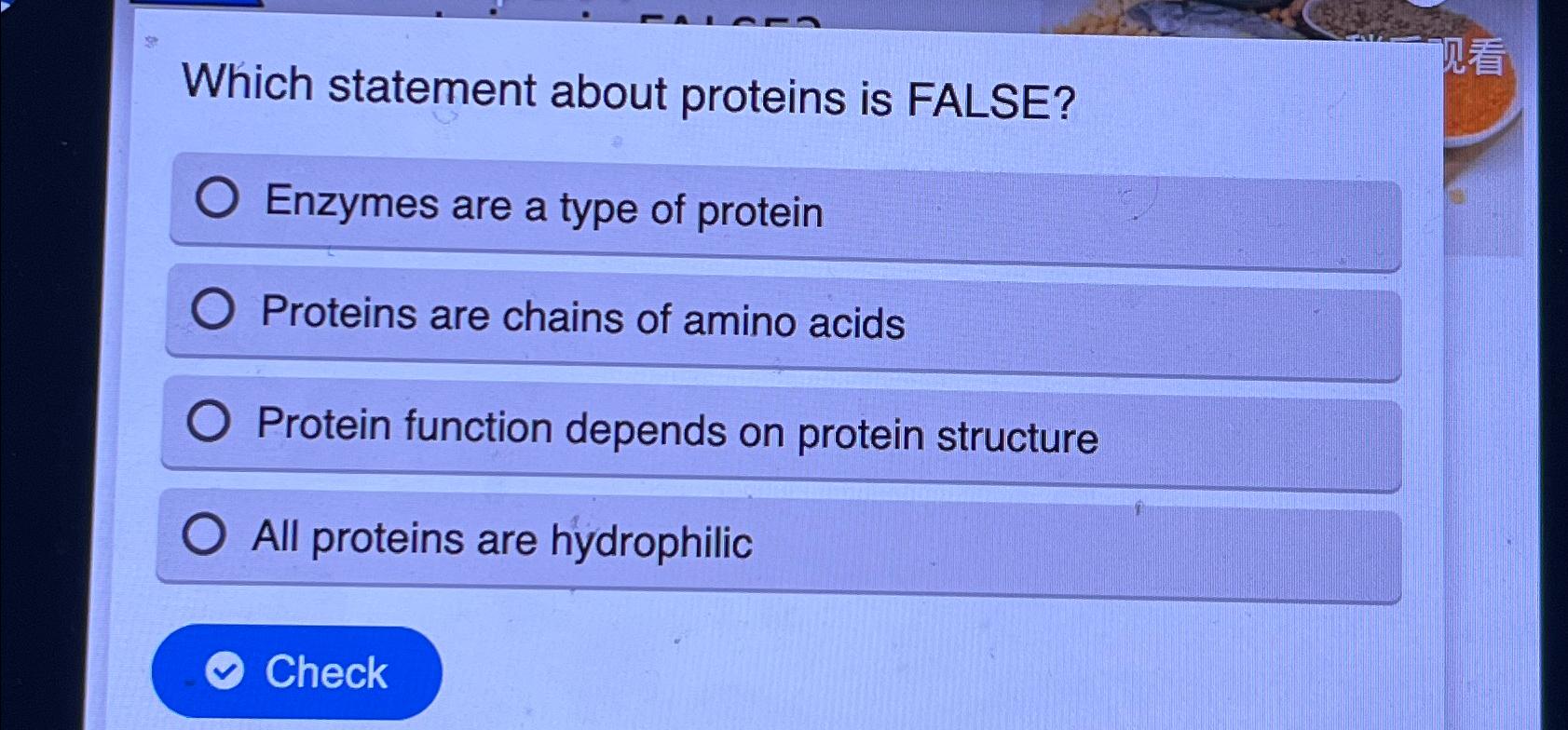Solved Which statement about proteins is FALSE?Enzymes are a | Chegg.com