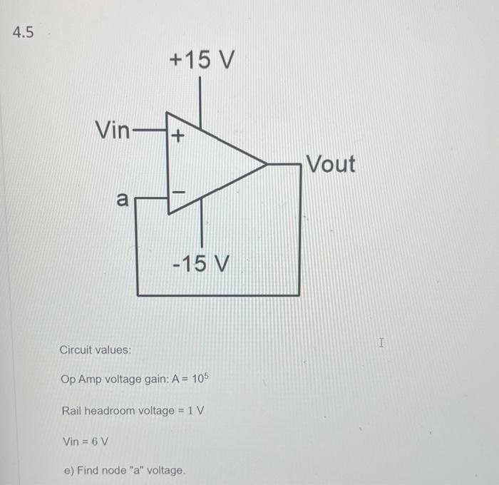 Solved Circuit values: Op Amp voltage gain: A=105 Rail | Chegg.com