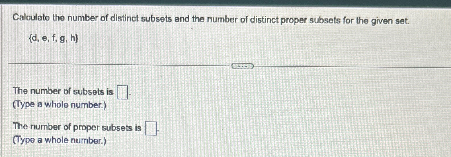 Solved Calculate the number of distinct subsets and the | Chegg.com