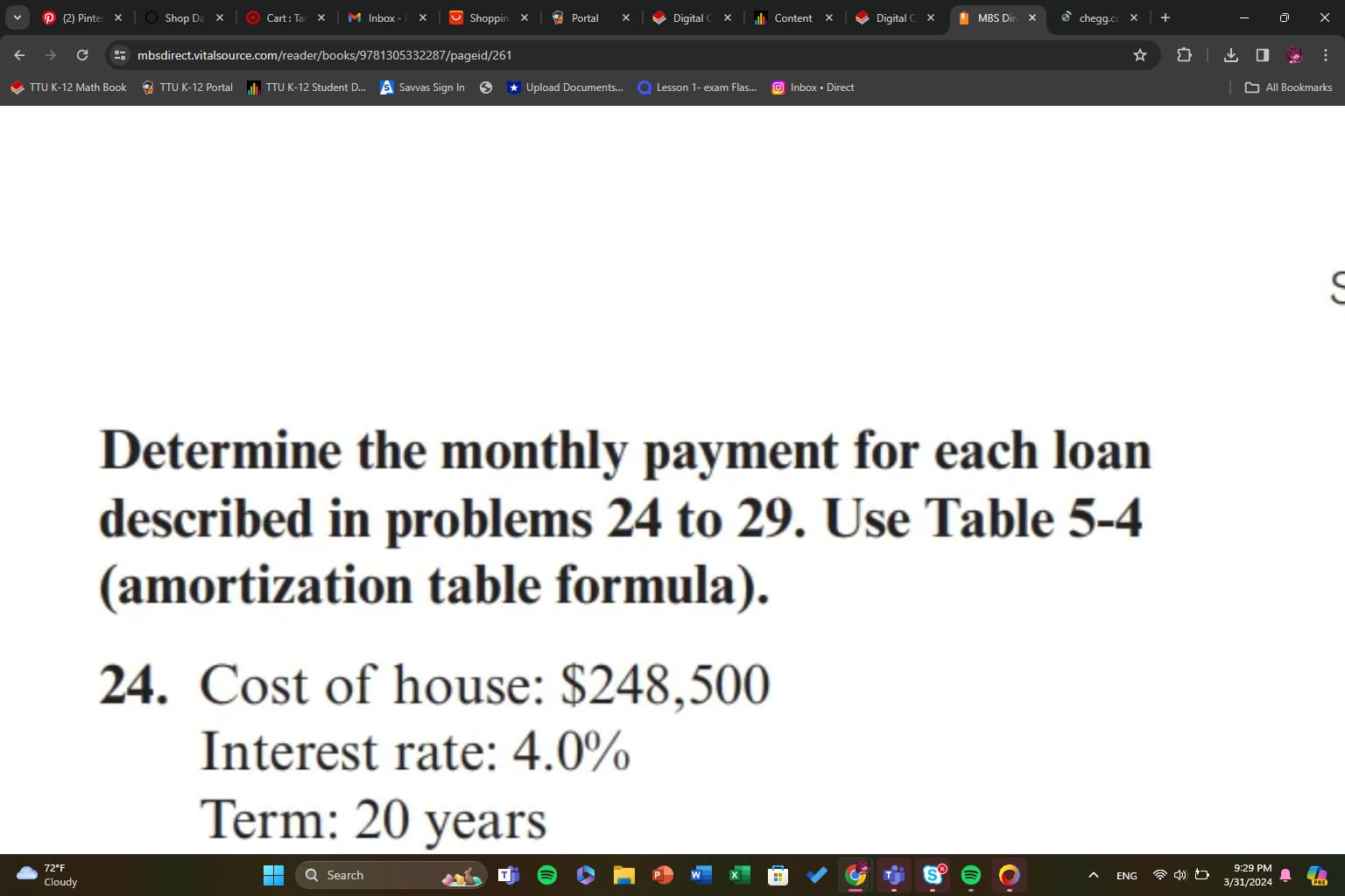 Solved Determine the monthly payment for each loandescribed | Chegg.com