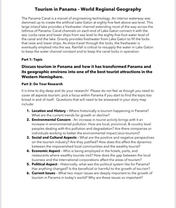 Tourism in Panama - World Regional Geography The | Chegg.com