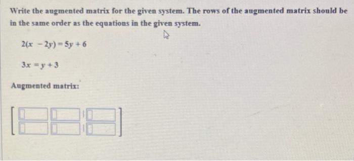 Solved Write the augmented matrix for the given system. The | Chegg.com