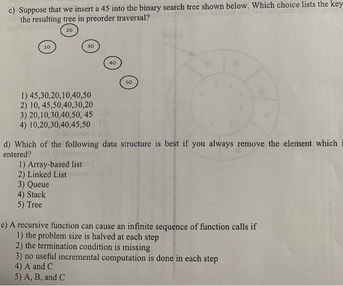Solved c) Suppose that we insert a 45 into the binary search | Chegg.com
