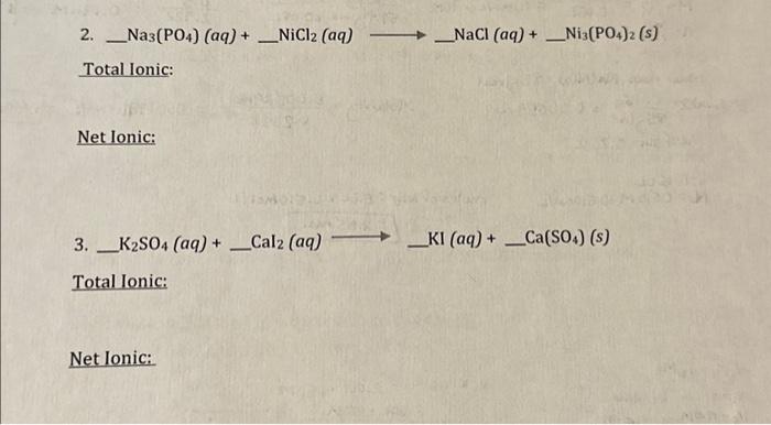 Solved For each reaction, balance the equation then write | Chegg.com Solved For each reaction, balance the equation then write | Chegg.com