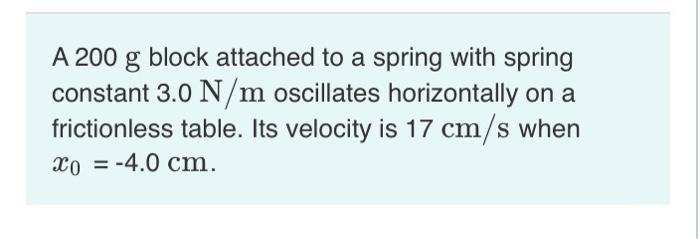 Solved A 200 g block attached to a spring with spring | Chegg.com