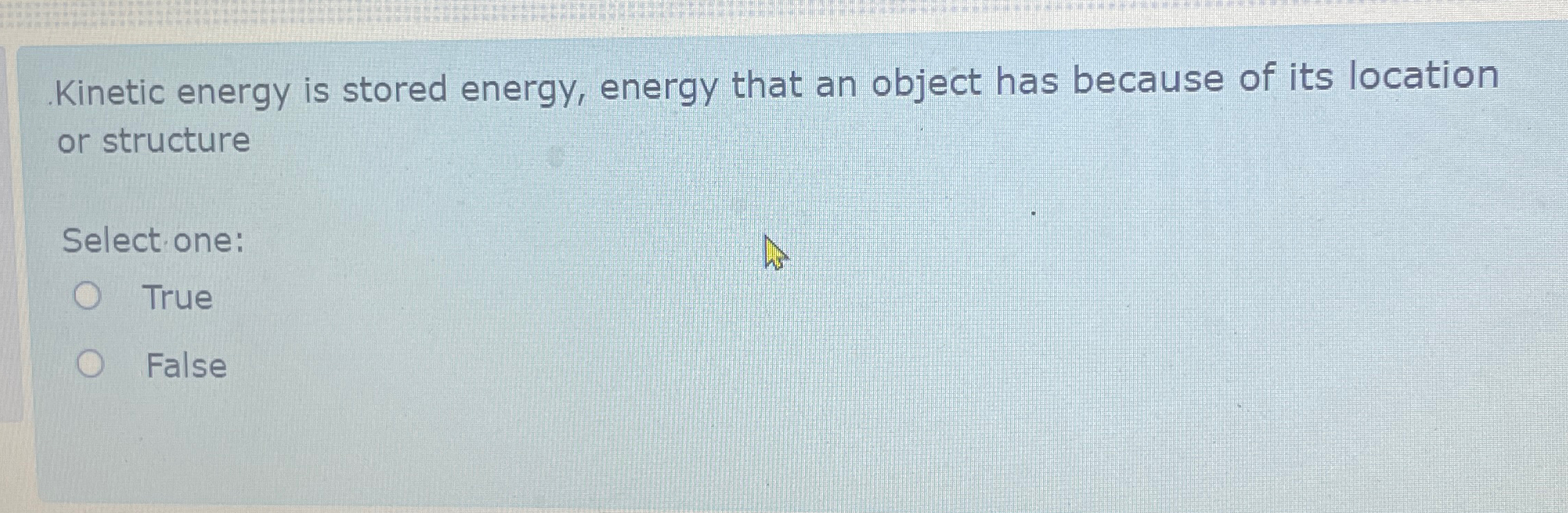 Solved Kinetic energy is stored energy, energy that an | Chegg.com