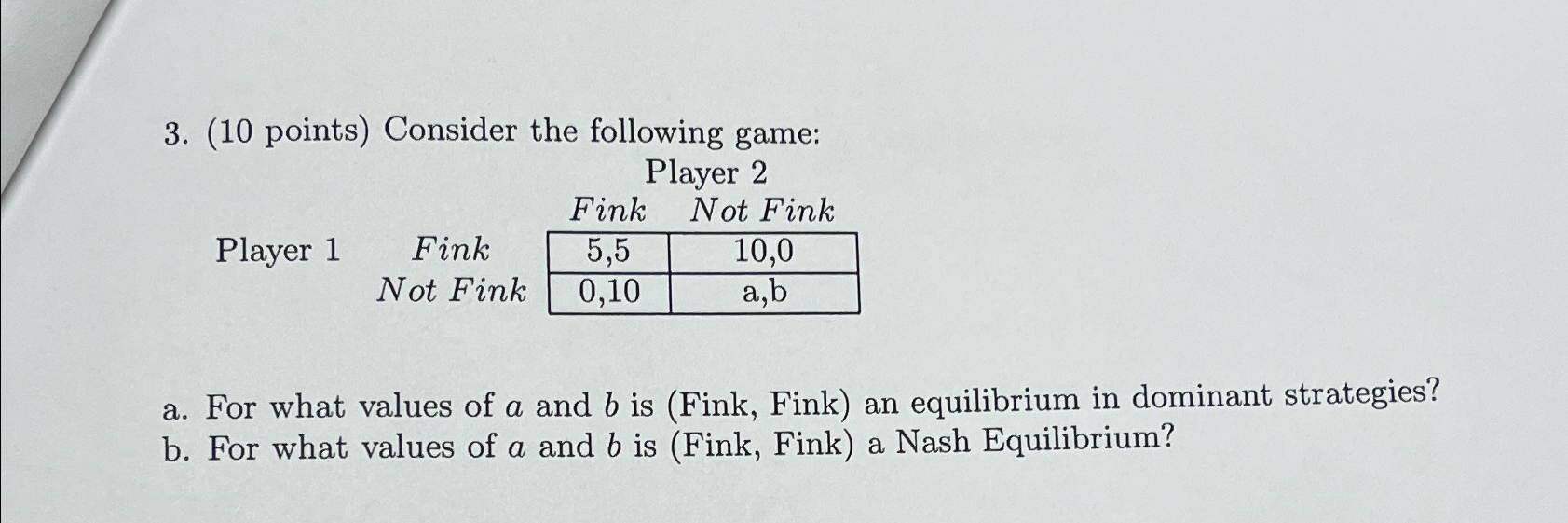 Solved (10 ﻿points) ﻿Consider the following game:Player | Chegg.com